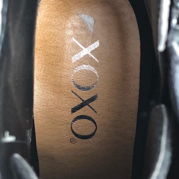 XOXO | Shoes | Xoxo Black Faux Suede Peep Toe Tie Up Block Heels | Poshmark